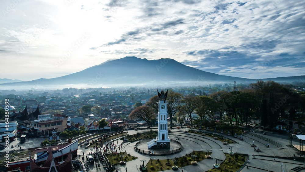 Aerial view of Jam Gadang, a historical and most famous landmark in ...