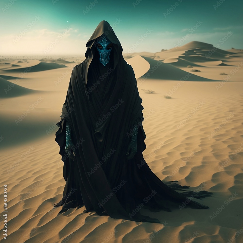 Alien in desert,digital art Stock Illustration | Adobe Stock