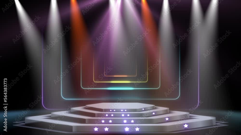 Realistic 3d Stage And Light Effects Moving On Background. Spot Light ...