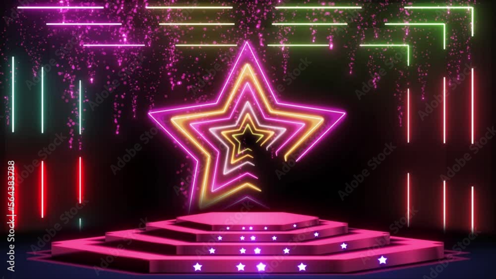 Neon Star And Stage Animation With Particle Falling Animation ...
