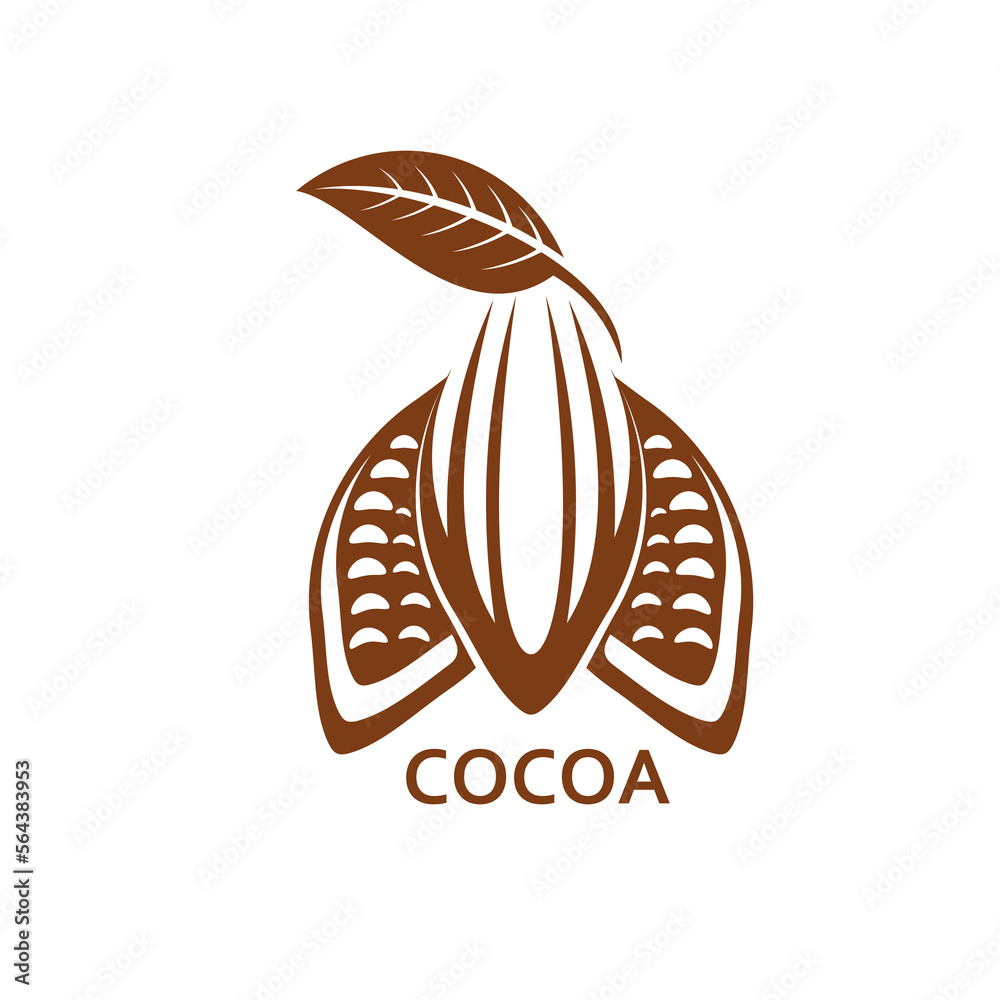 Cocoa, chocolate cacao bean icon for choco products or package ...