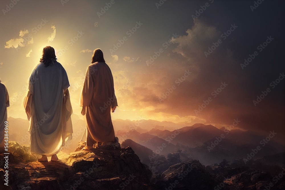 Jesus and the disciples. Christian watercolor background. Generative AI ...