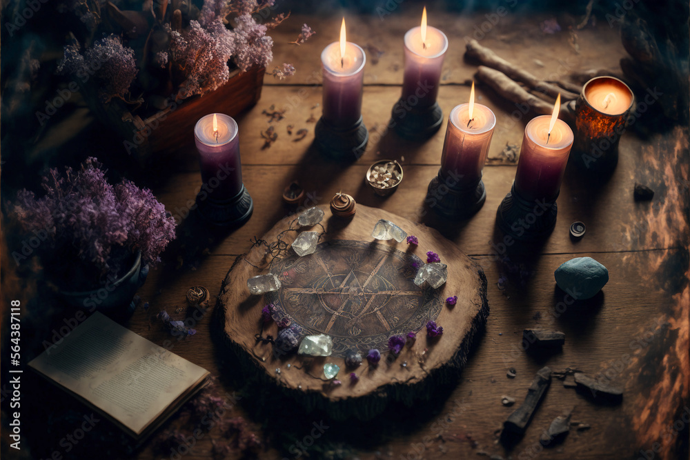 Magic still life. Esoteric still life. magical altar. Ritual. AI ...