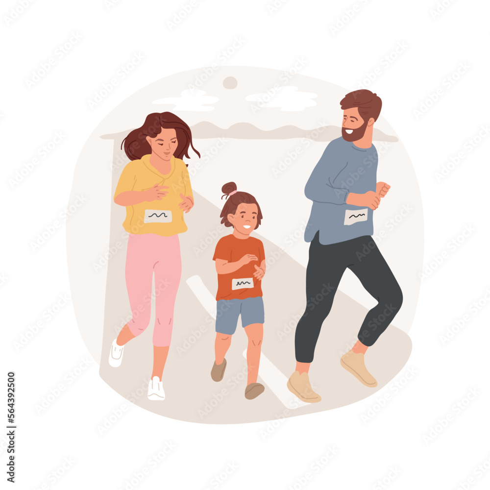 Jogging isolated cartoon vector illustration. Sporty family jogging ...