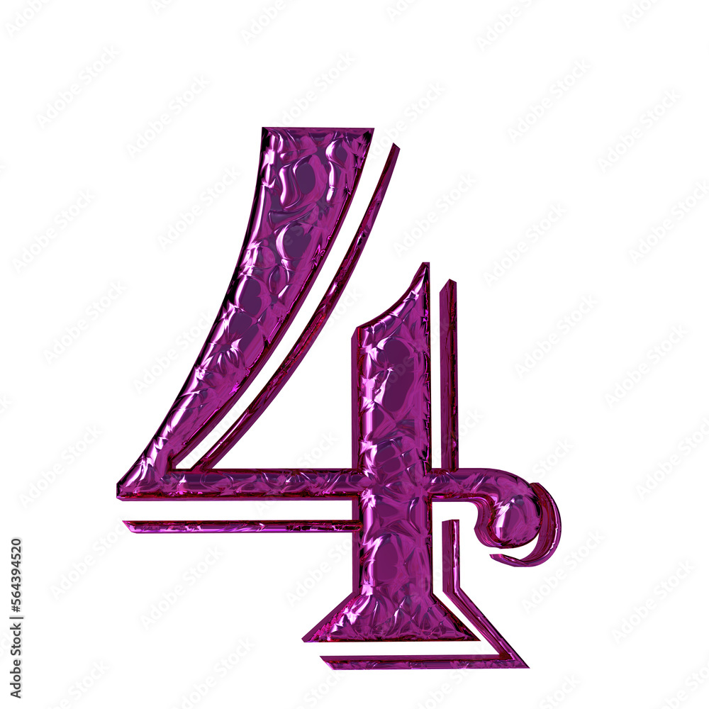 Fluted purple symbol. letter 4 Stock Illustration | Adobe Stock