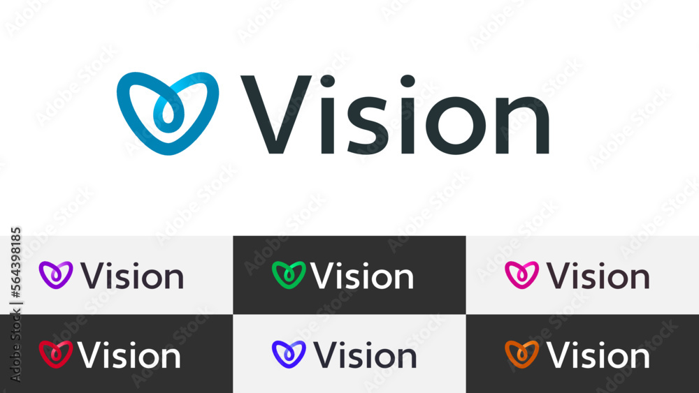 Infinity Abstract Letter V Logo Minimal Linear Gradient Overlapping ...