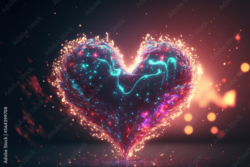 Heart sparkles, Bokeh blur, Cinematic look, Neon signs, Animated ...
