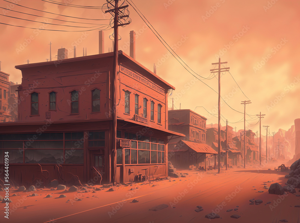 Western town, western street, an old wild west town with wooden ...