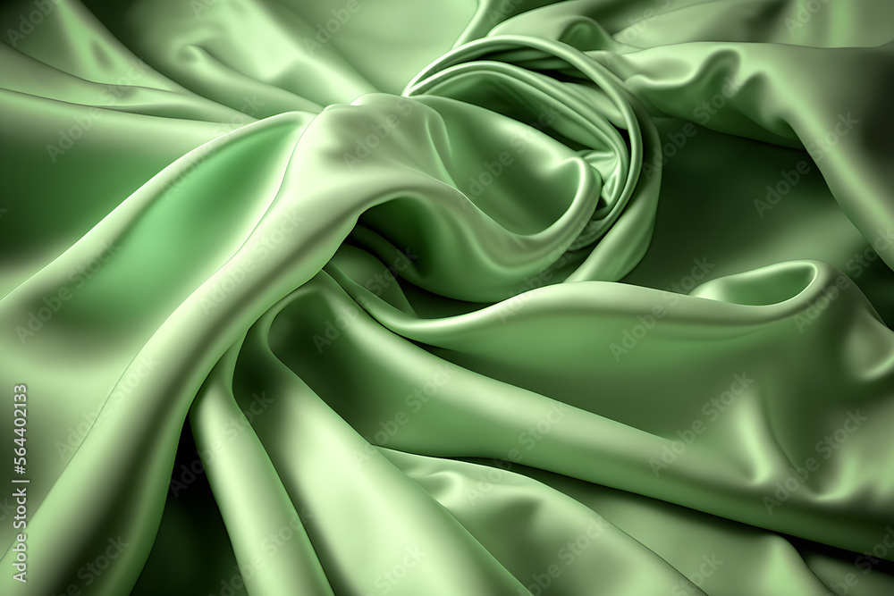 Light green silk satin fabric curtain background, smooth silky cloth ...