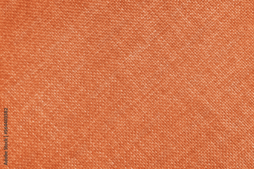 Jacquard woven upholstery, orange coarse fabric texture with diagonal ...
