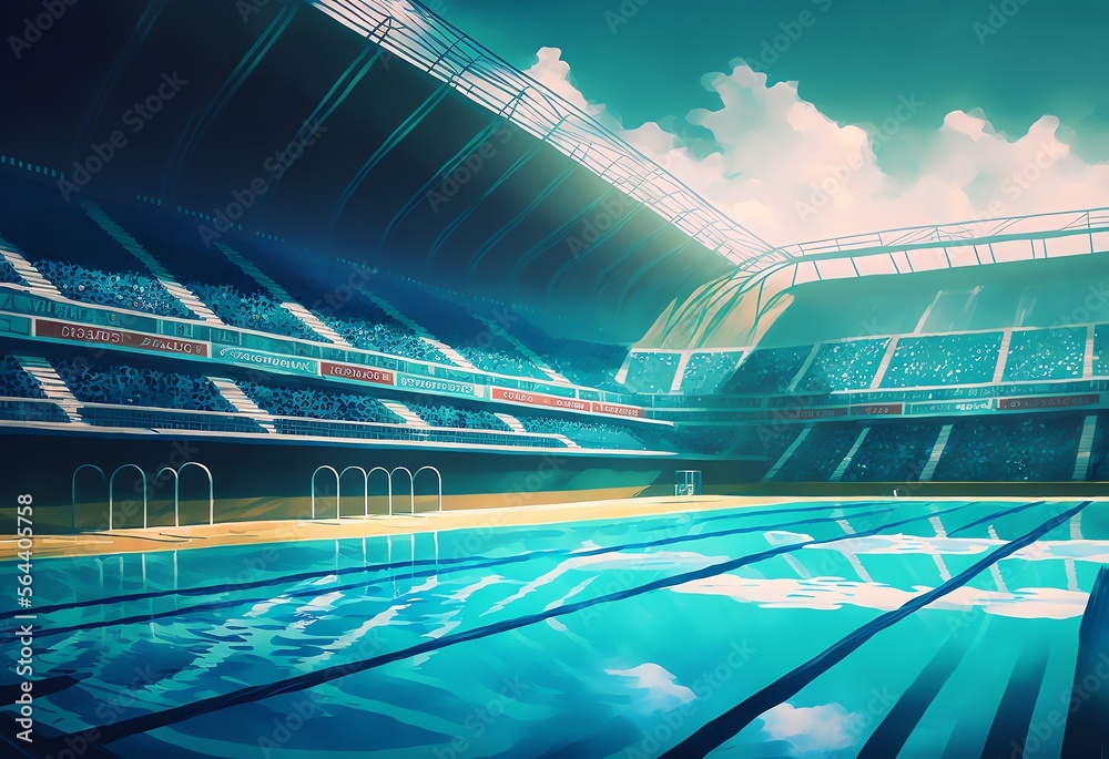 Olympic swimming pool. Olympic games. Empty. Generative AI. Stock ...