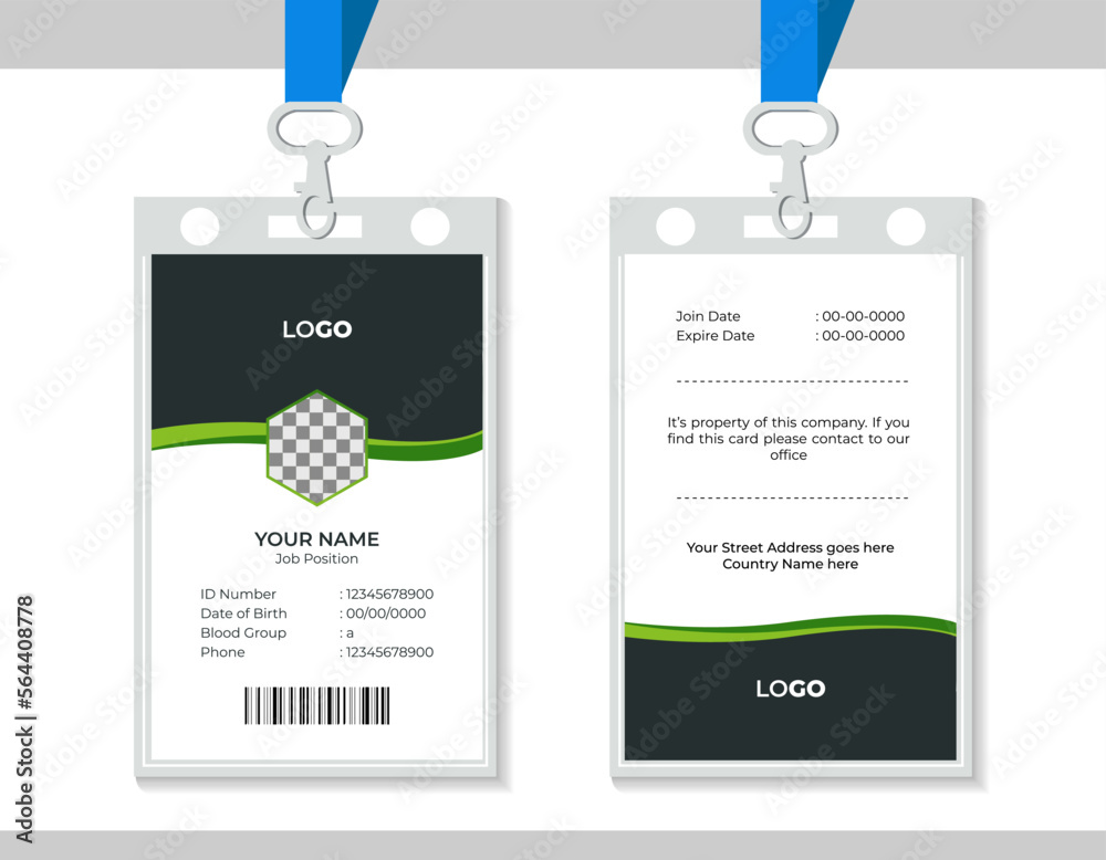 Professional Identity Card Template Vector | Simple vector office ID ...