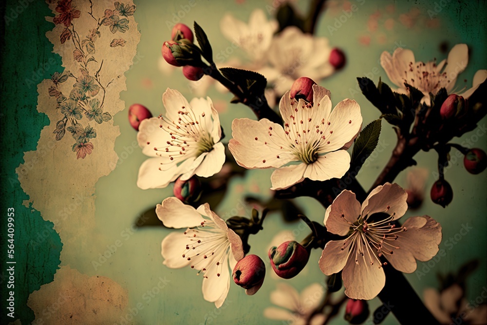 retro desktop wallpaper of cherry blossoms Generative AI Stock ...