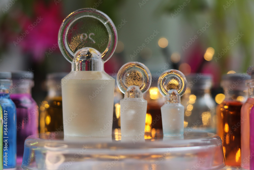 Special glass stoppers of various sizes with a polished surface for ...