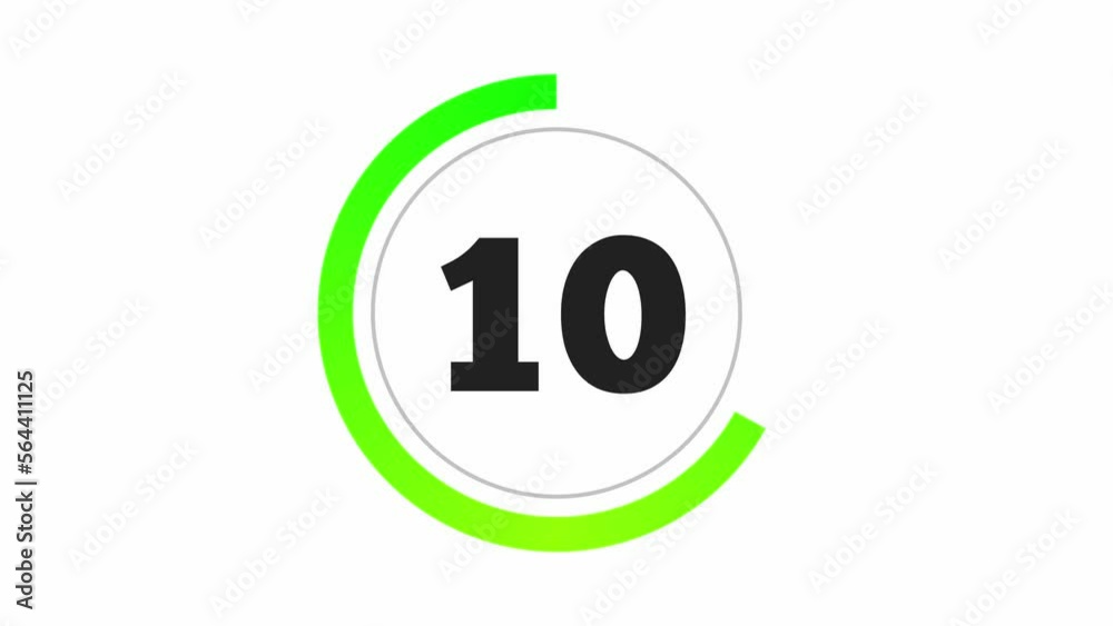 Simple 15 seconds countdown timer. Thick numbers and animated circle ...