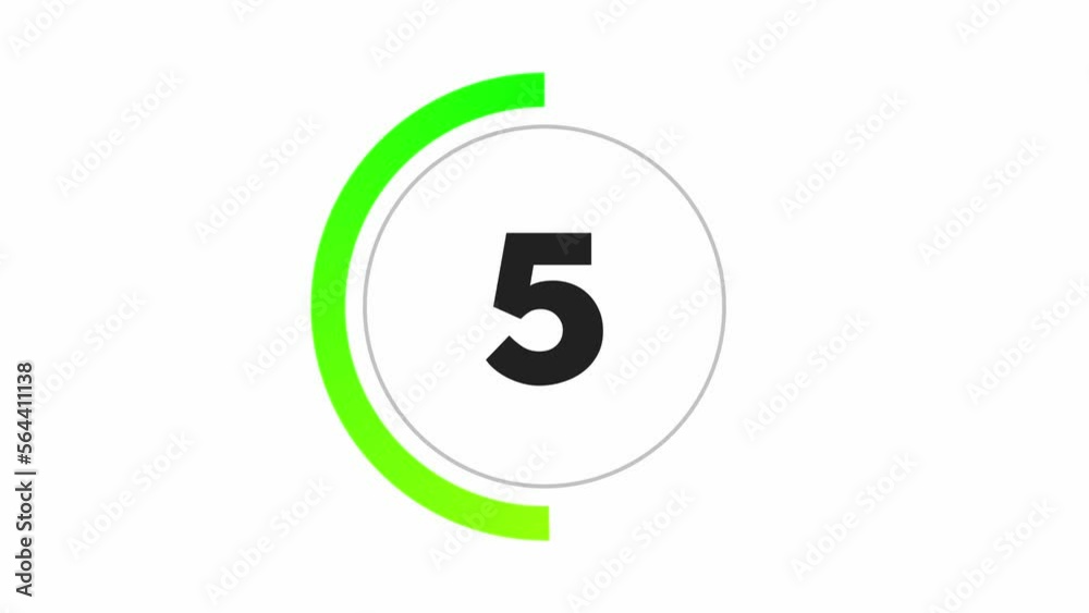 Simple 10 seconds countdown timer. Thick numbers and animated circle ...