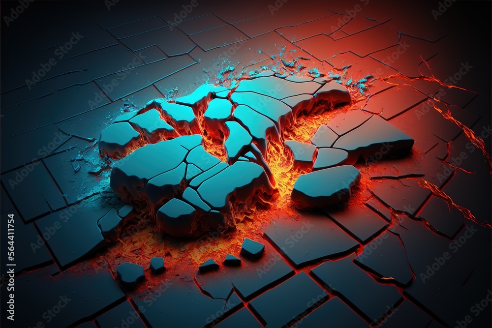 Ground hot lava. Burning coals- crack surface. Abstract nature pattern ...