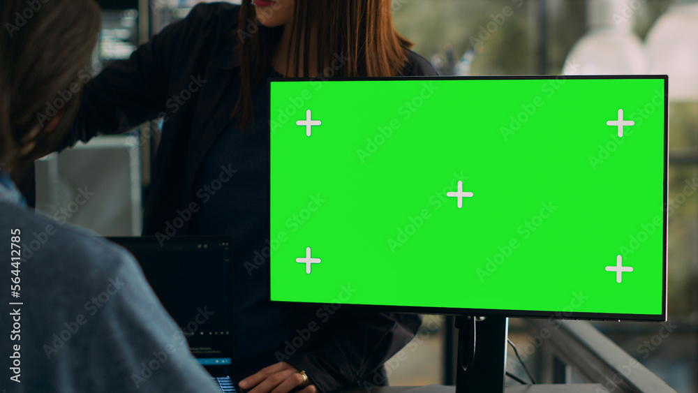 Software Developers Working On Code Programming With Greenscreen On Computer Using Terminal
