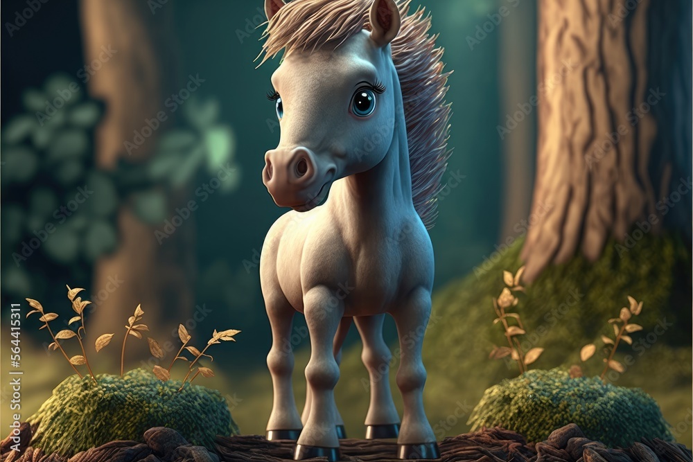 ภาพประกอบสต็อก a cute adorable baby horse generative ai rendered in the ...