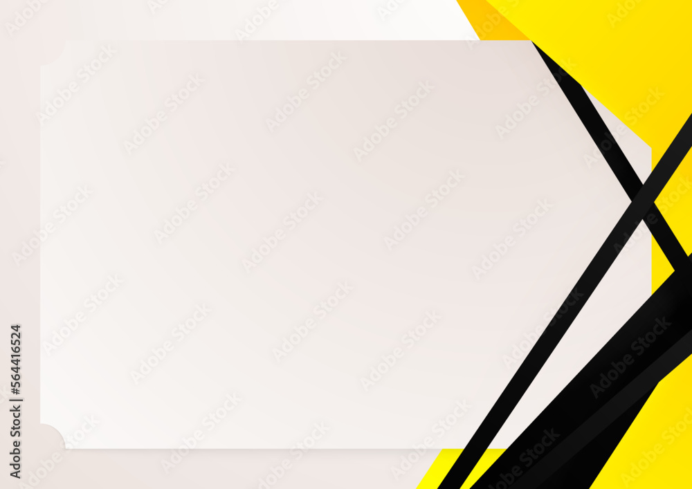 Modern abstract black and yellow border frame element on white ...