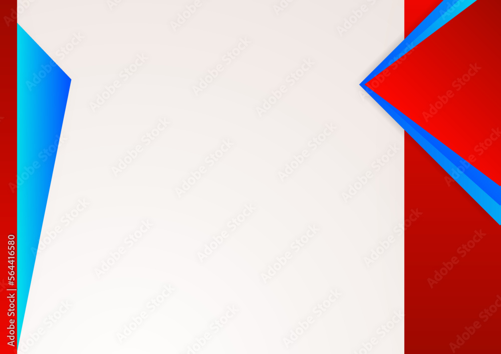Modern abstract blue and red border frame element on white background ...