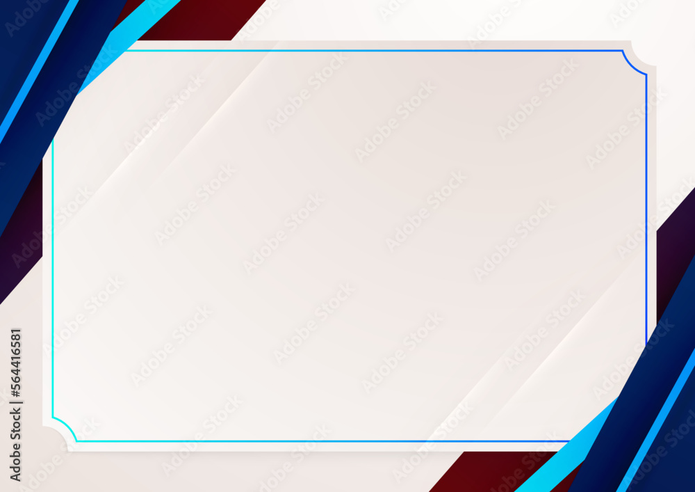 Modern abstract blue border frame element on white background with ...