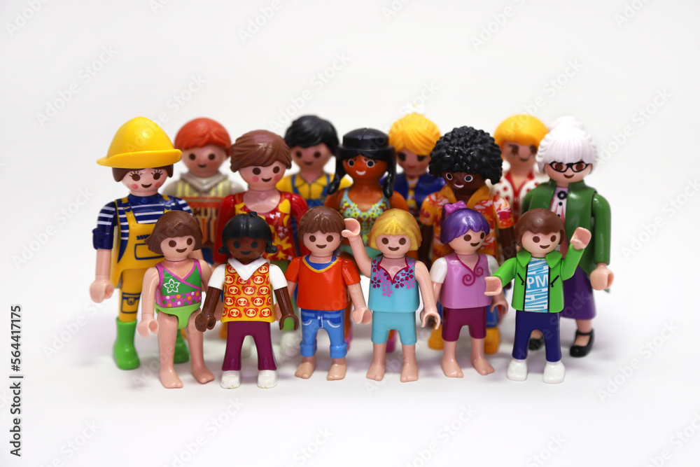 Playmobils toys dolls. People. Diversity of people . People of many ...
