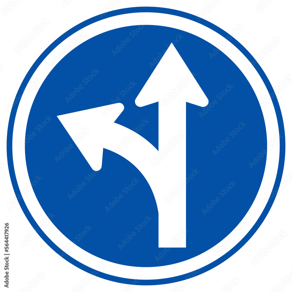 Proceed Straight or Turn Right Road Sign,Vector Illustration, Isolate ...