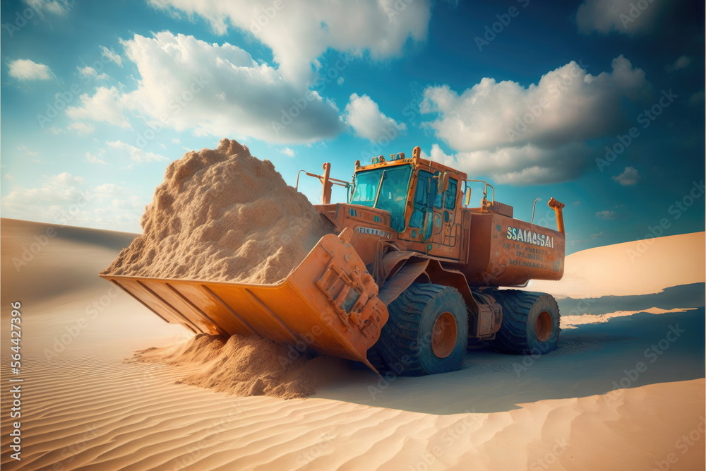 Sand loaders are shoveling sands, Made by AI,Artificial intelligence ...