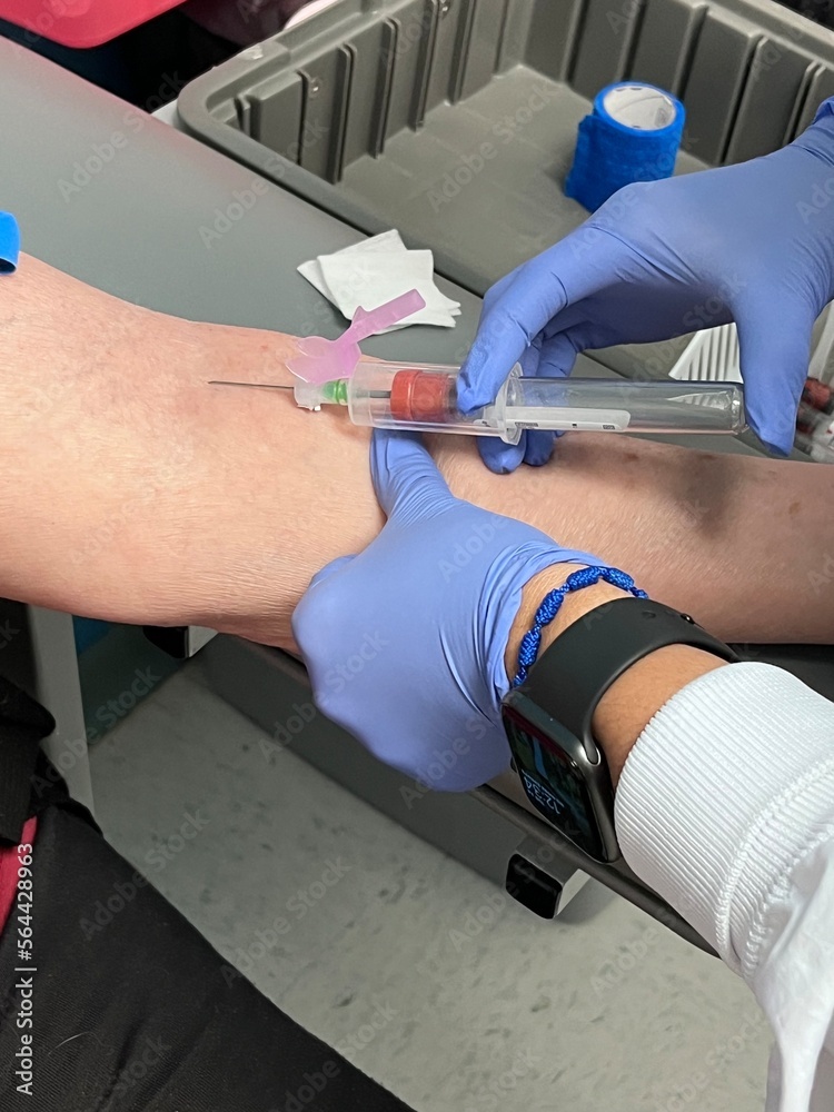 Phlebotomy Blood Draw Medical Procedure in Lab with Nurse and Patient ...