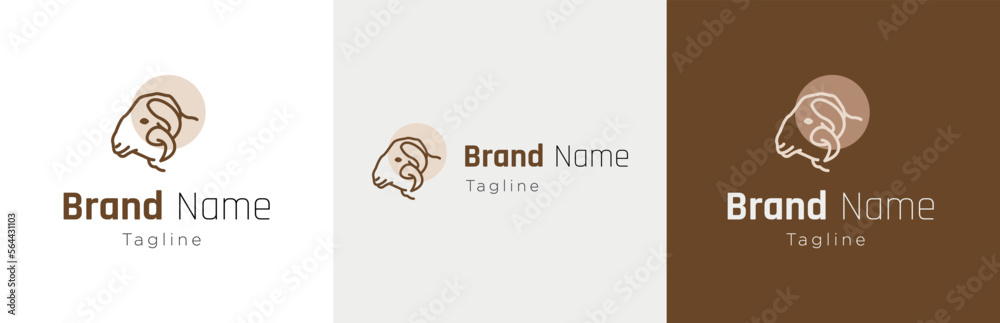Merino sheep logo design set, wool farm logotype symbol, yarn products ...
