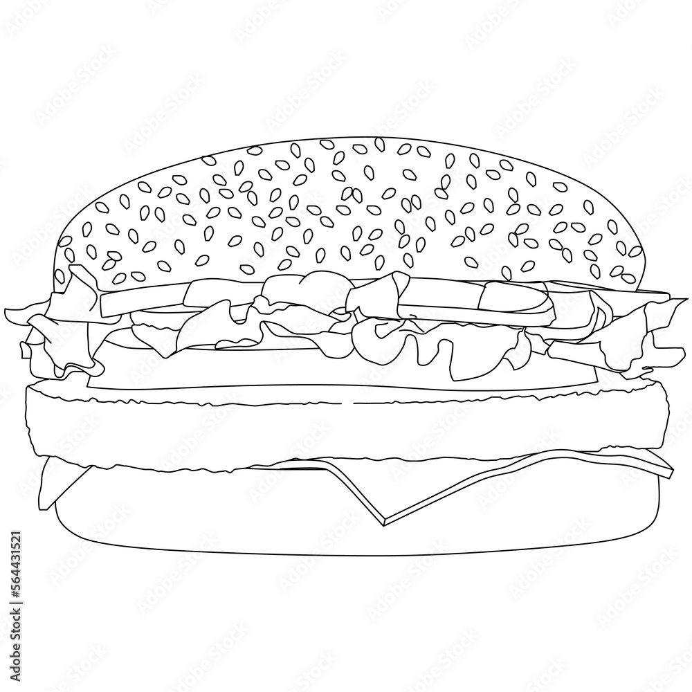 beef hamburger with burger patty, hamburger bun with sesame seeds ...