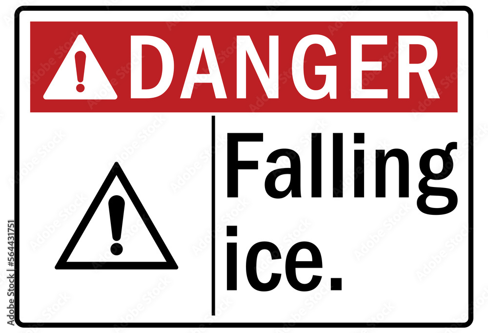 Ice warning sign and labels falling ice Stock Vector | Adobe Stock