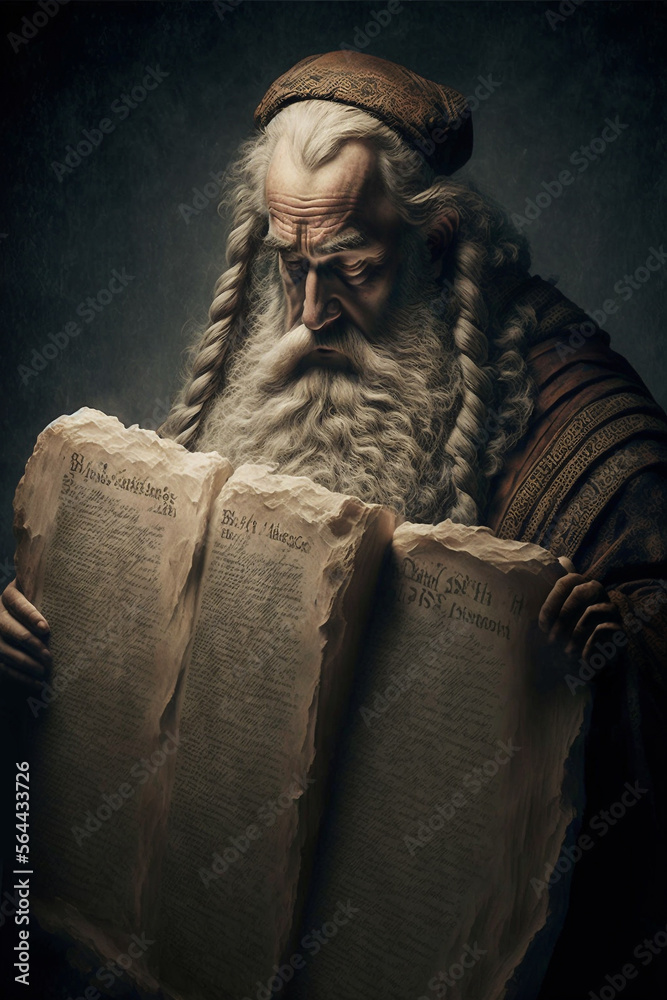 Moses with tablets of commandments created with Generative AI ...