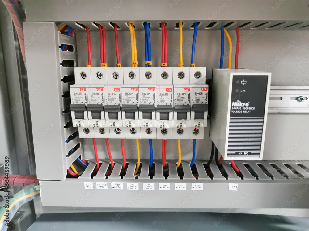 Image of mcb and single phasing relay Stock Photo | Adobe Stock