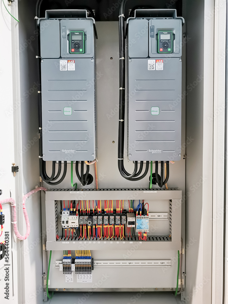 Variable speed drive control panel for water treatment plant pumps ...