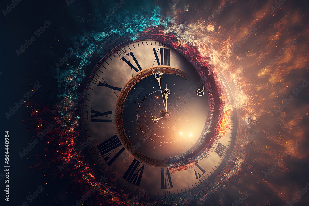 Vibrant Zodiac Clock - Old Vintage Clock Face with Roman Numerals and ...