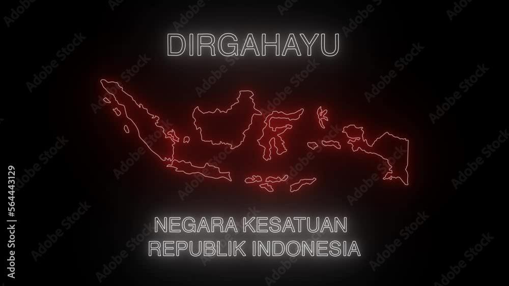 Neon animation of Indonesia map with happy independence day wishes with ...