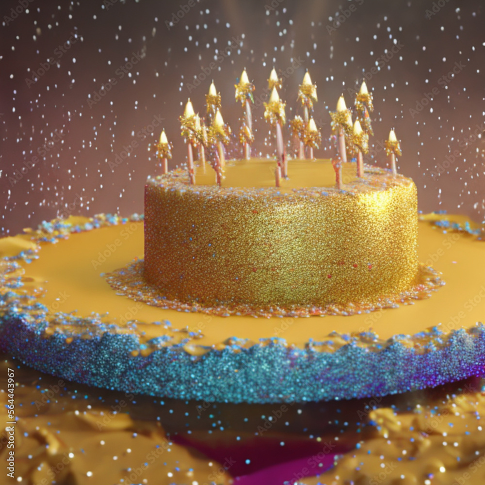 Torta de Cumpleaños dorada - Birthday gold Cake Effects 3D - Generative ...