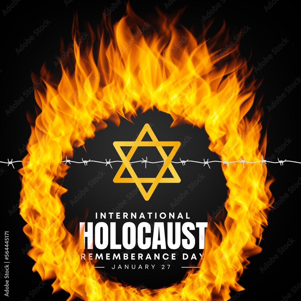 Holocaust day of remembrance backdrop with star of david jews sign ...