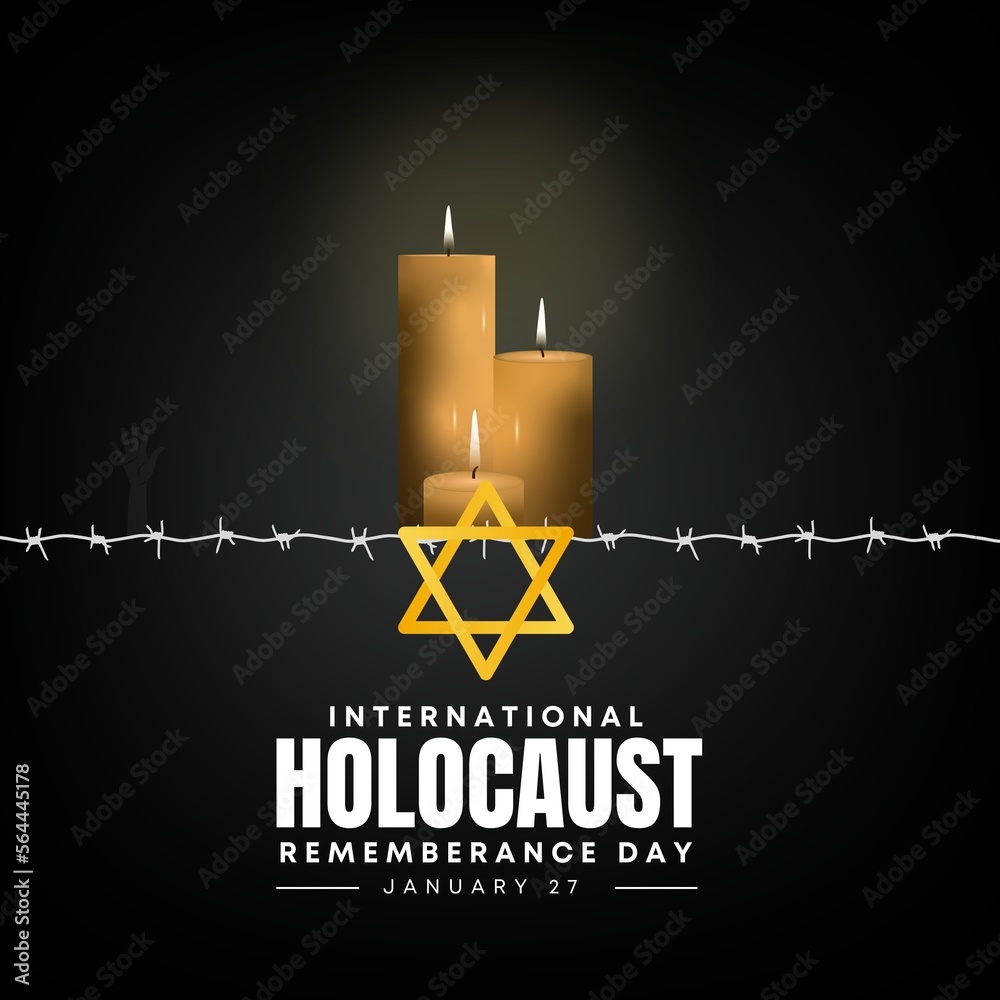 Holocaust day of remembrance backdrop with star of david jews sign ...