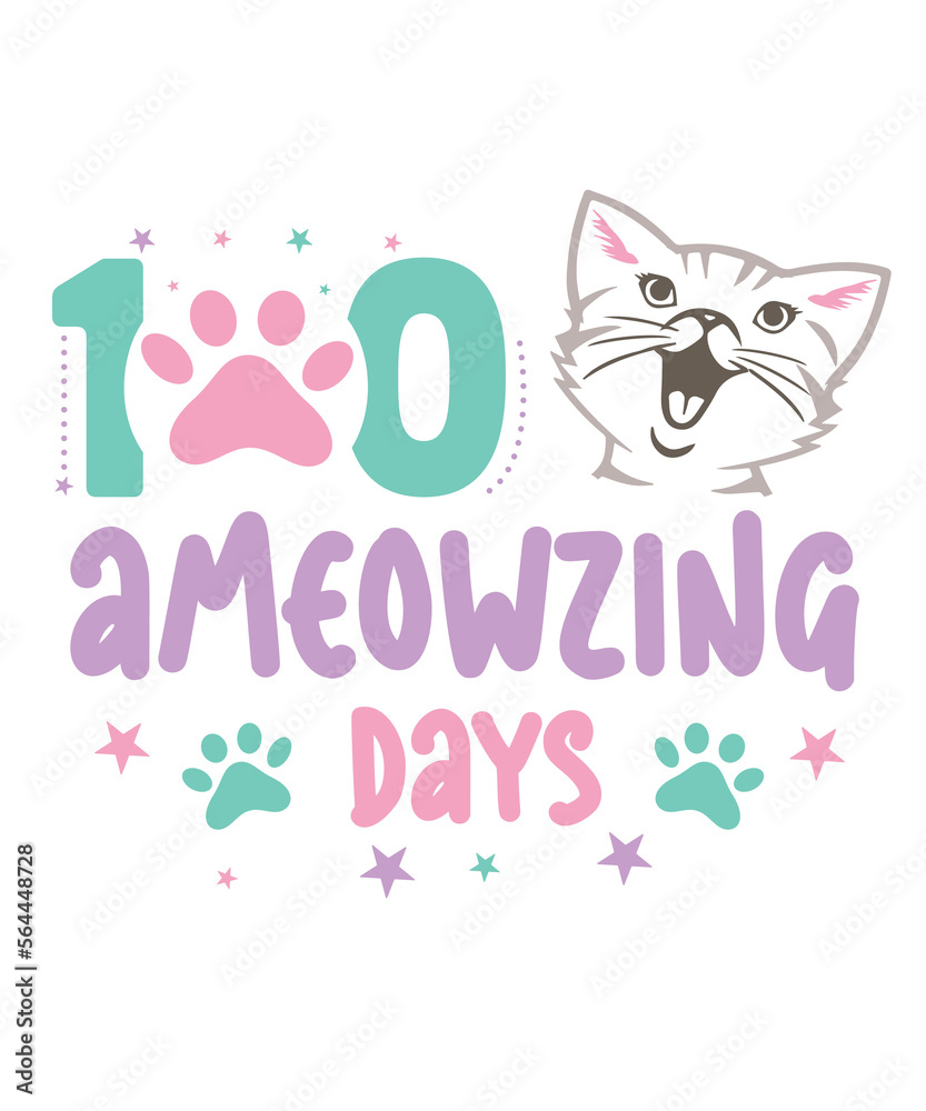 100 Ameowzing Days Svg, 100 days of school Svg, Cat School Cut File ...