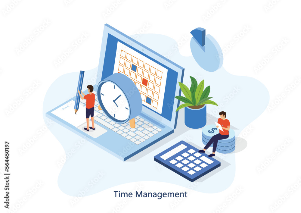 Time management banner with character and text place. Can use for web ...