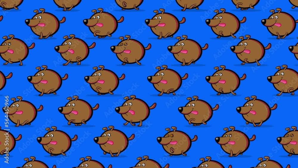 Dog walking brown cartoon characters wallpaper on blue background. Cute ...