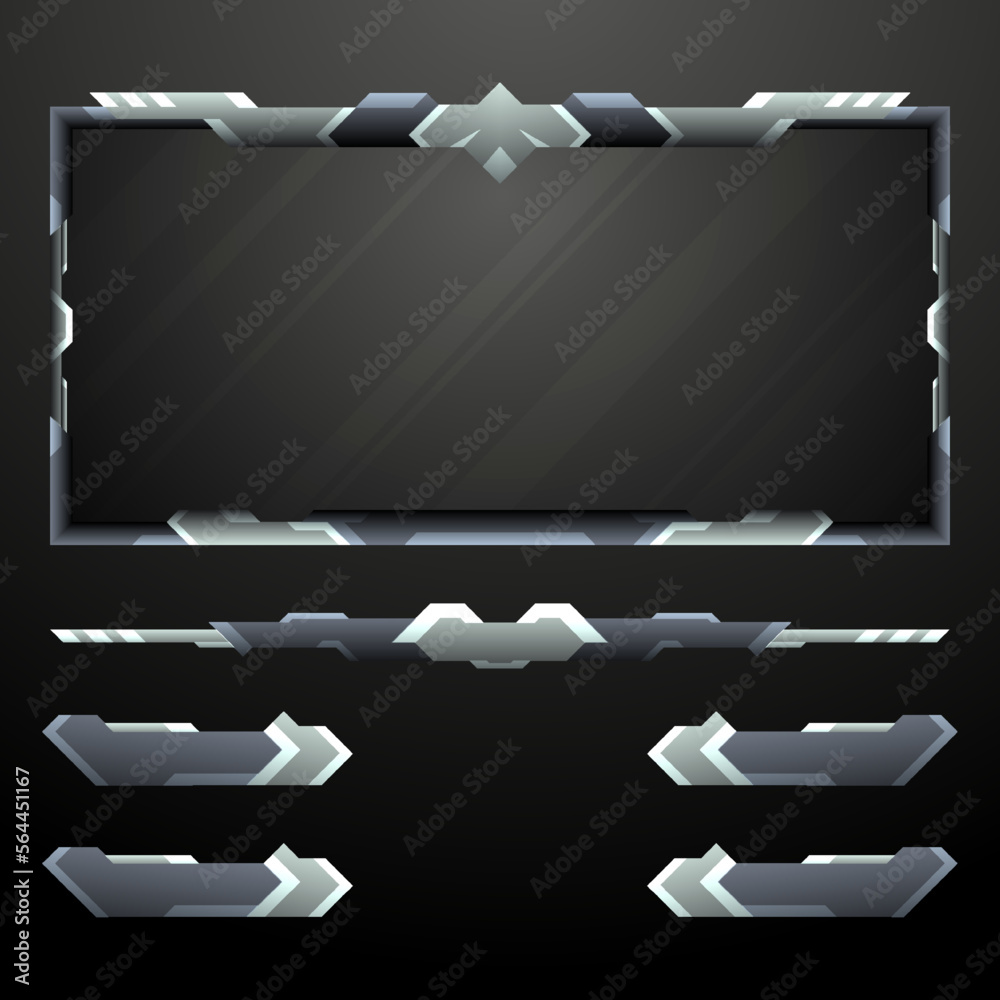 Abstract silver border game overlay gui screen panel for live video ...