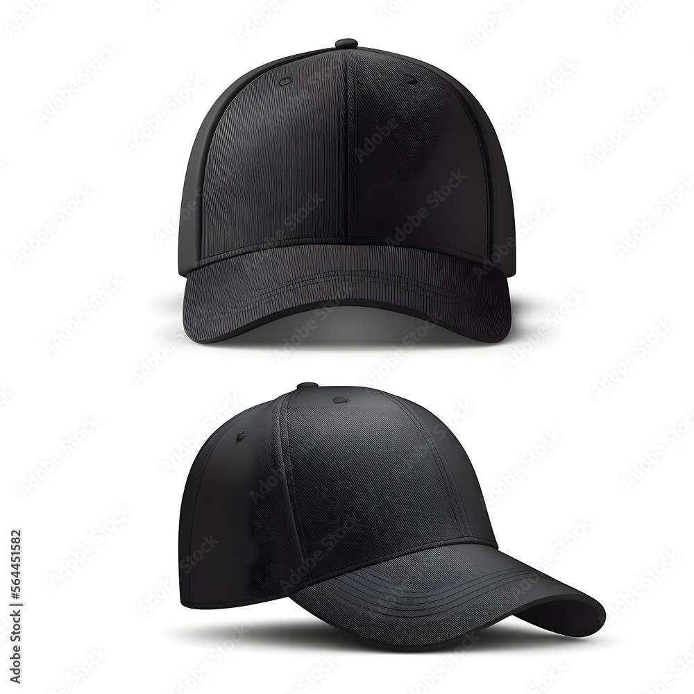 Photo Black cap isolated on white background, mockup, Template of ...
