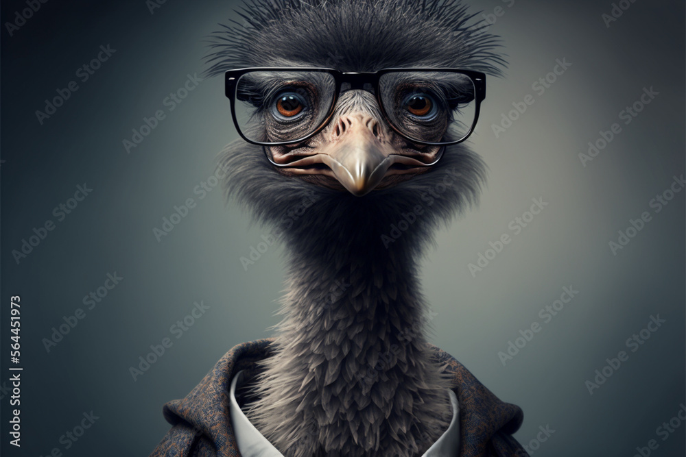 Ostrich business portrait dressed as a manager or ceo in a formal ...
