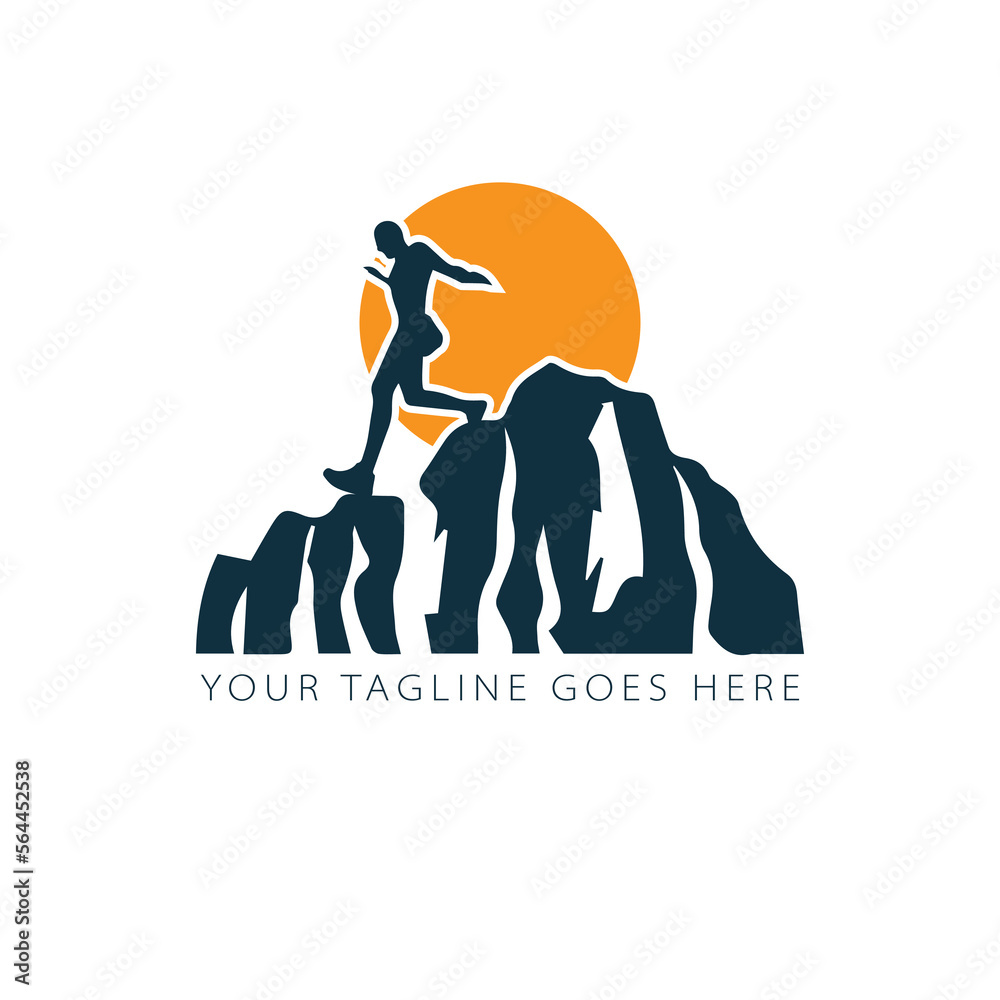 Ultra Trail running logo vector illustration on white background Stock ...