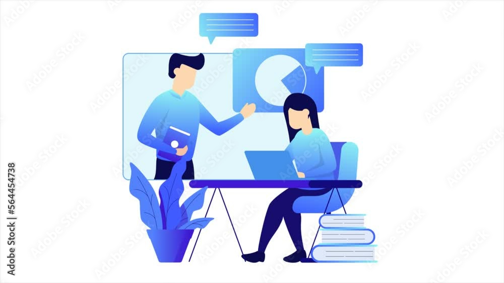 Course animated flat design concept. Great for business, technology ...