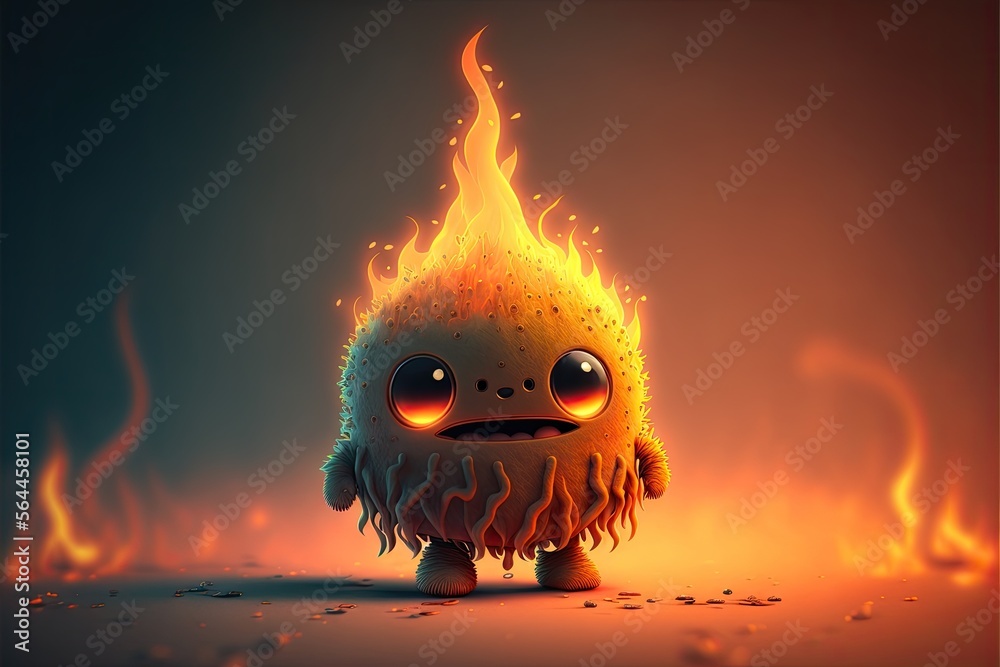 cartoon style tiny cute fire monster,generative ai ilustración de Stock ...